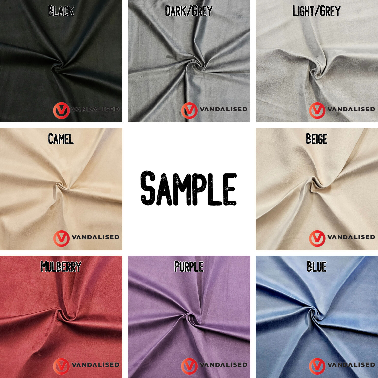 Faux suede lining sample pack - Vandalised
